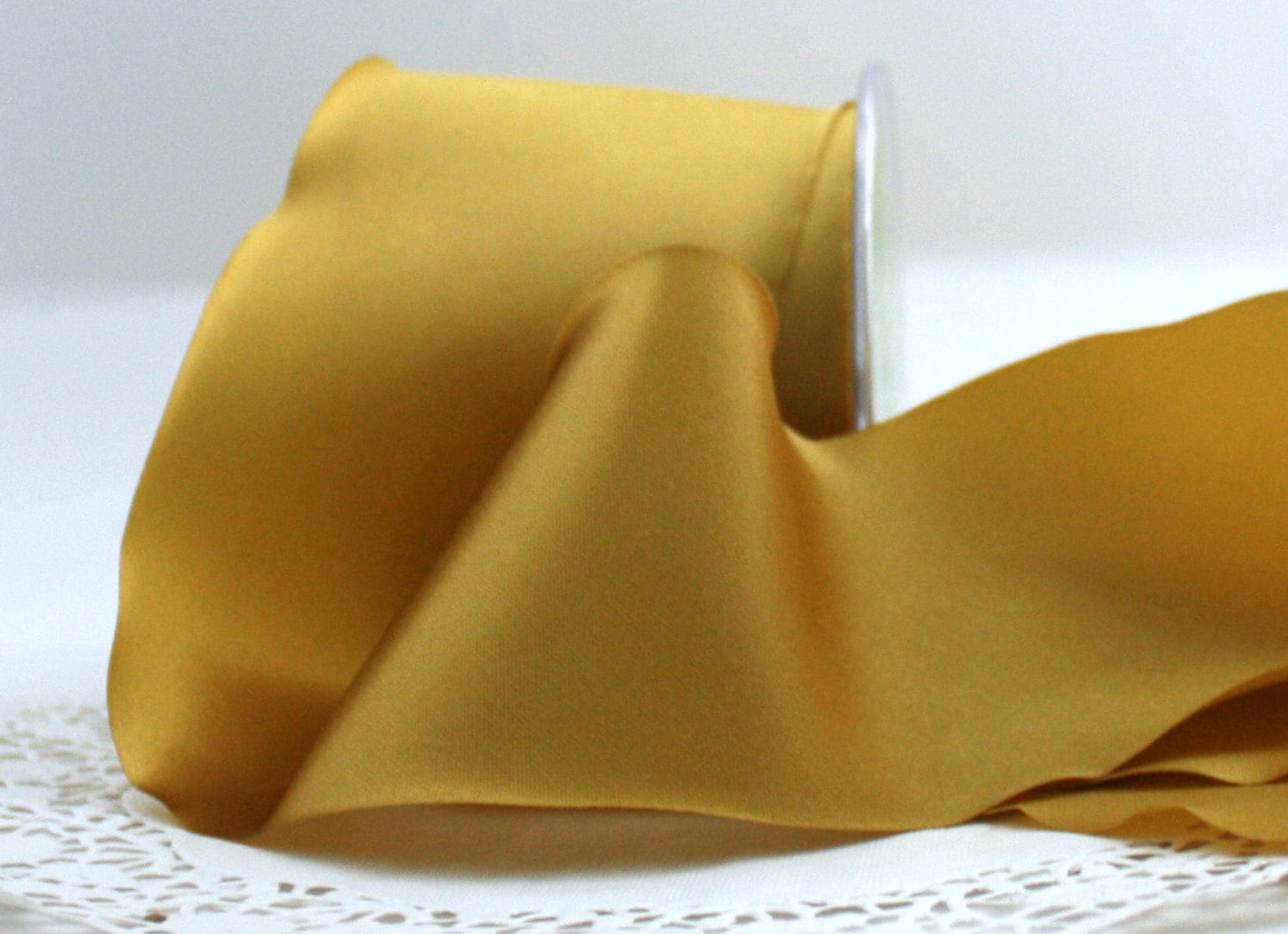 Soft Gold Satin Ribbon 3 wide BY THE YARD Single Face Bias | Etsy