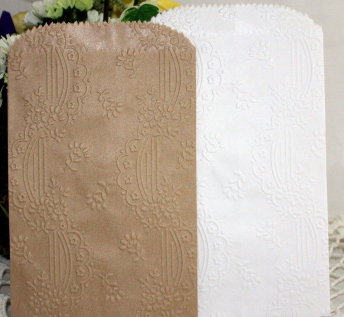 20 Eyelet Lace Embossed Paper Bags Choice of Size/style - Etsy