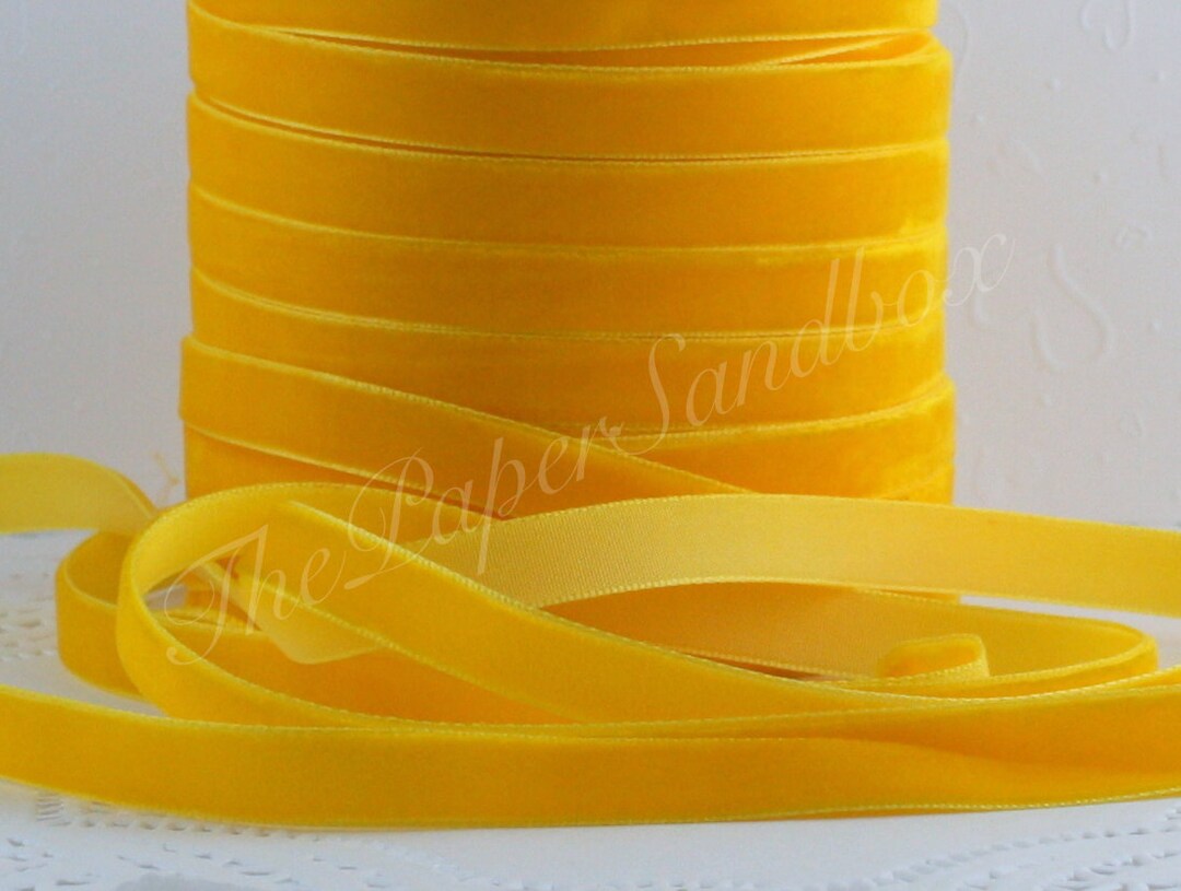 Neon Yellow Velvet Ribbon 3/8 Wide by the Yard Pantone - Etsy