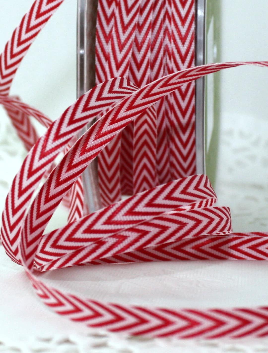 Red Chevron Stripe Ribbon 1/4" Wide BY THE YARD - Etsy