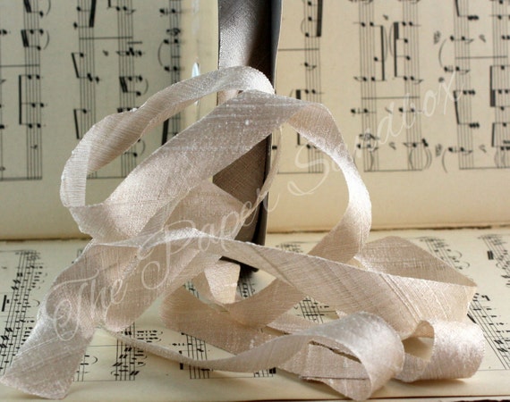 Light Cream Silk Ribbon Candlelight Silk Ribbon 3 4 Wide BY THE YARD. Dupioni Silk Bouquet Ribbon Etsy