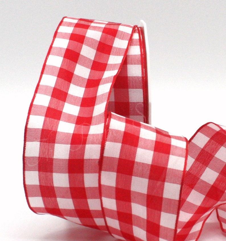 Wired Red/white Buffalo Check Ribbon 1.5 Inches Wide BY THE - Etsy