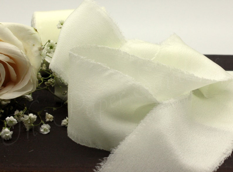 Dusty Blue Frayed Silk Ribbon 2 wide BY THE YARD | Etsy