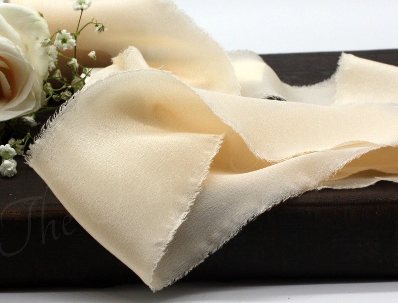 Dusty Blue Frayed Silk Ribbon 2 wide BY THE YARD | Etsy