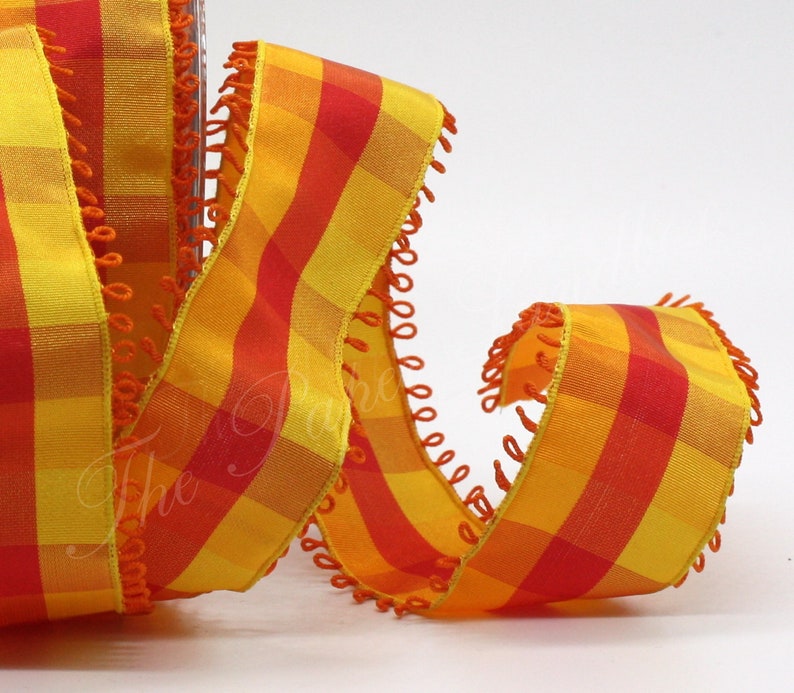 Wired Orange/yellow Plaid Ribbon 1.5” Wide BY THE YARD - Etsy