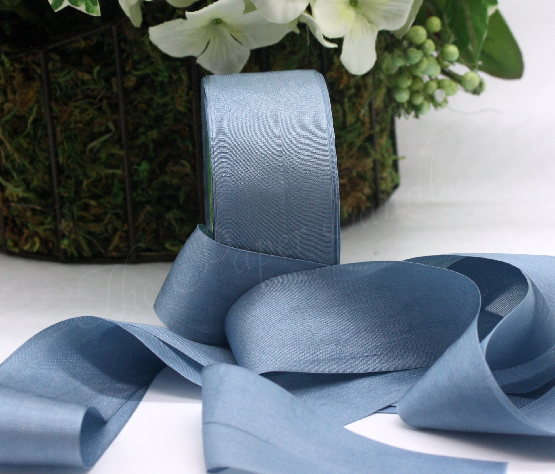 Dusty Blue Silk Ribbon 1.25” Wide - Etsy