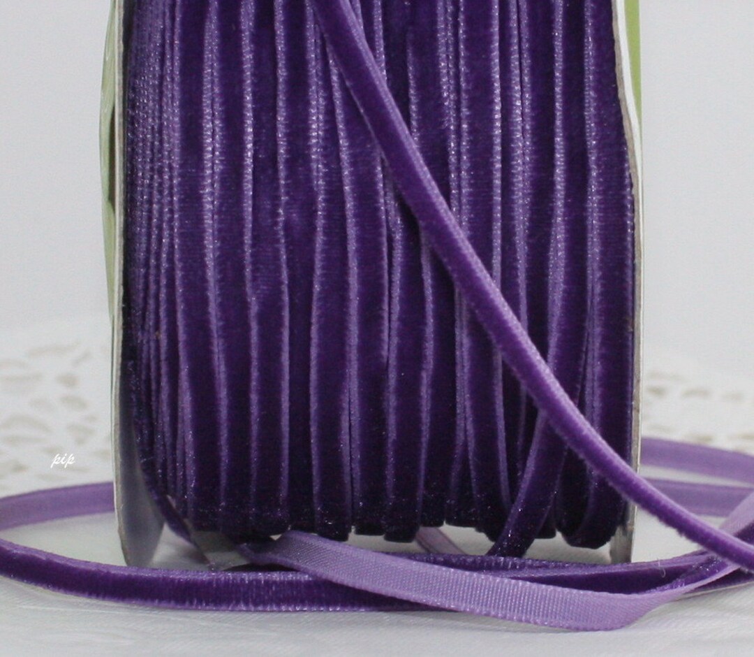 Purple Velvet Ribbon 1/8" Wide by the Yard - Etsy