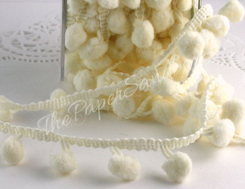 Ivory Pom Pom Trim 1/2 Wide by the Yard | Etsy
