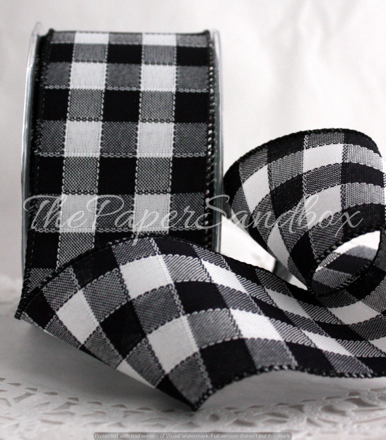 Wired Black/white Buffalo Plaid Ribbon 2.5" Wide BY THE YARD - Etsy