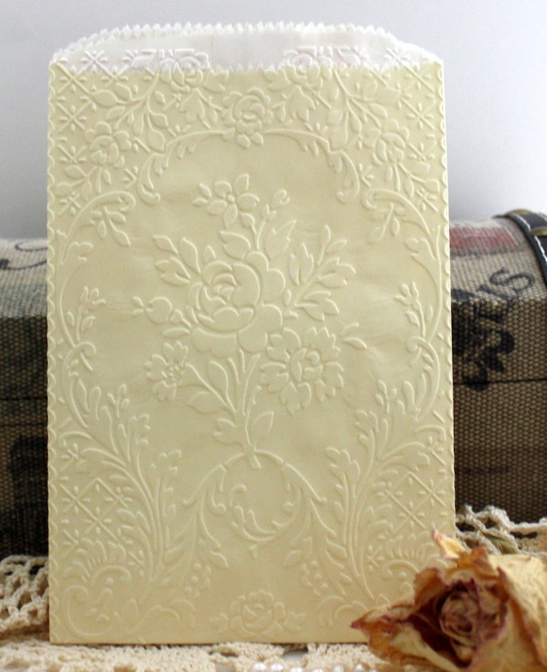 20 Rose Embossed Glassine Lined Paper Bags 5 X 7 Bags White - Etsy