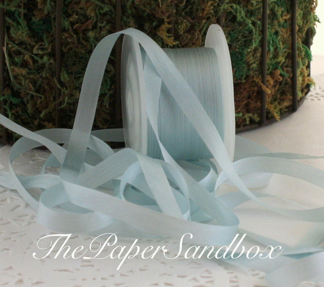 Light Blue Silk Ribbon 1/4 Wide BY THE YARD, Baby Blue Silk, Hand Dyed ...