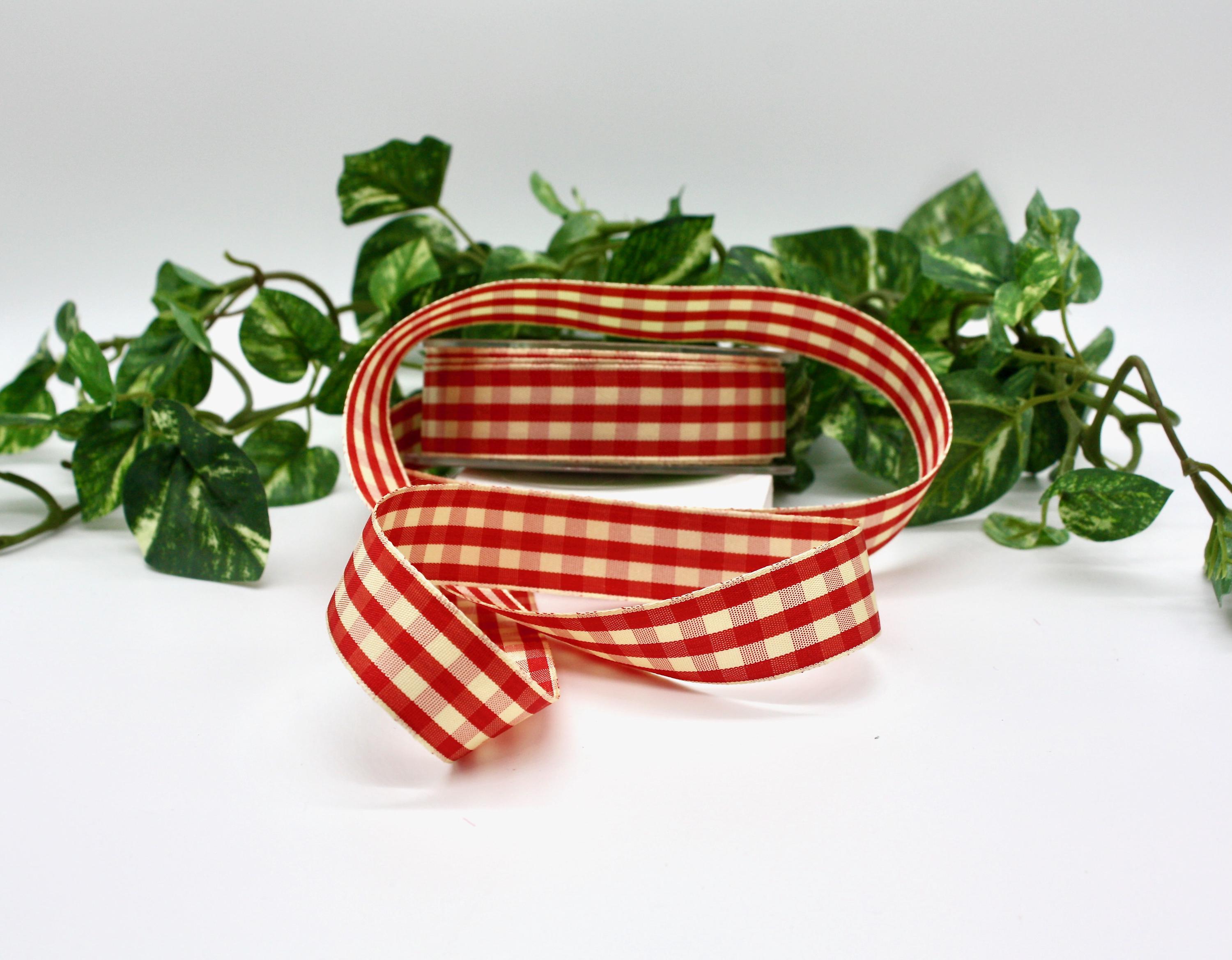 Red/ivory Gingham Check Ribbon 7/8” Wide BY THE YARD - Etsy