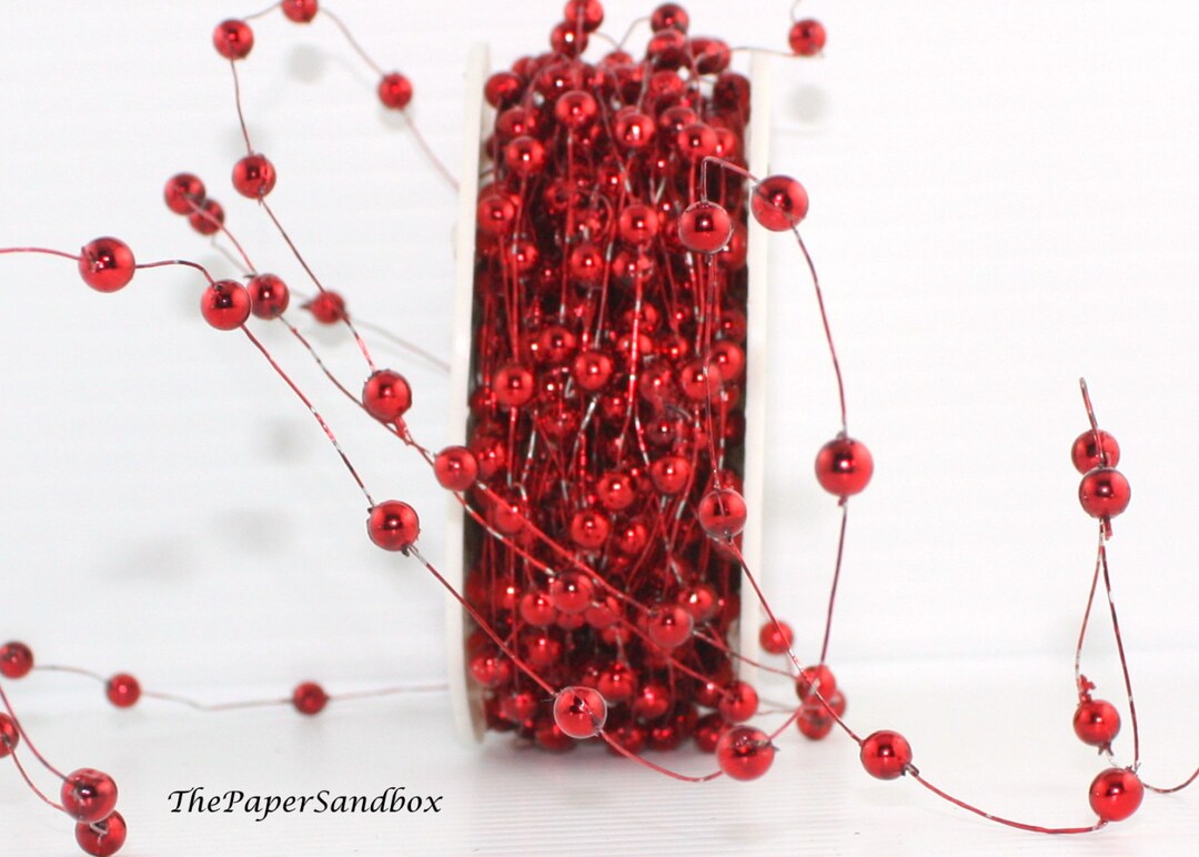 Wired Red Beads 1/8” Wide by the Yard, Red Acrylic Beads - Etsy