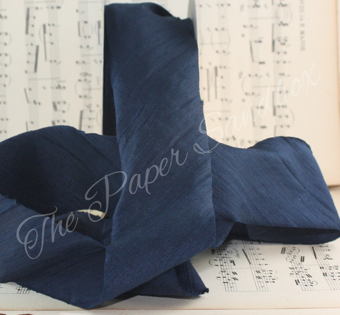 Navy Blue Silk Ribbon 2 Wide BY THE YARD Dupioni Silk - Etsy