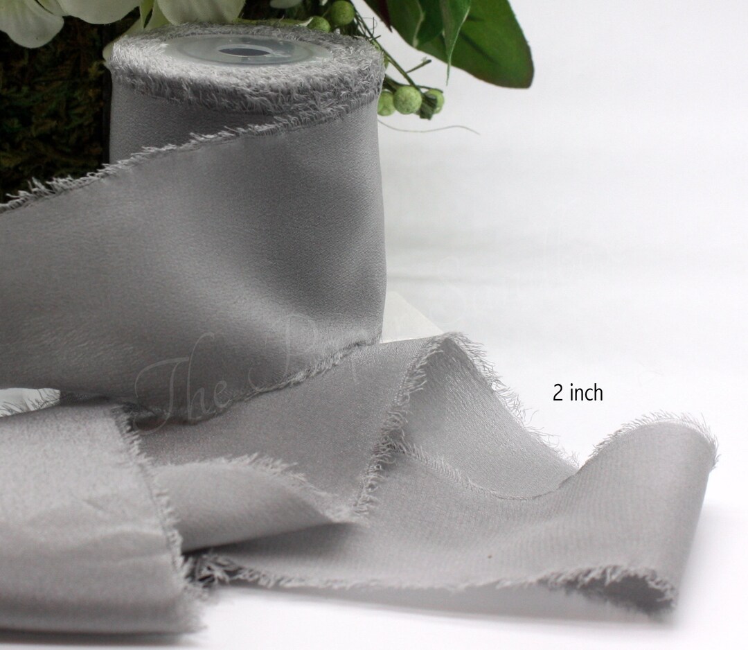 Gray Frayed Silk Ribbon 2 Wide BY THE YARD - Etsy