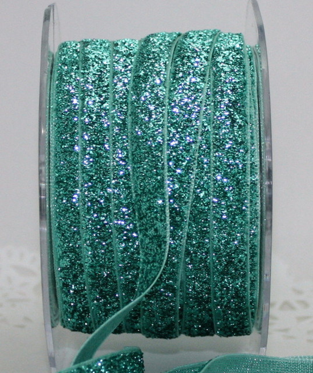 Teal Glitter Ribbon 3/8 Wide by the Yard - Etsy