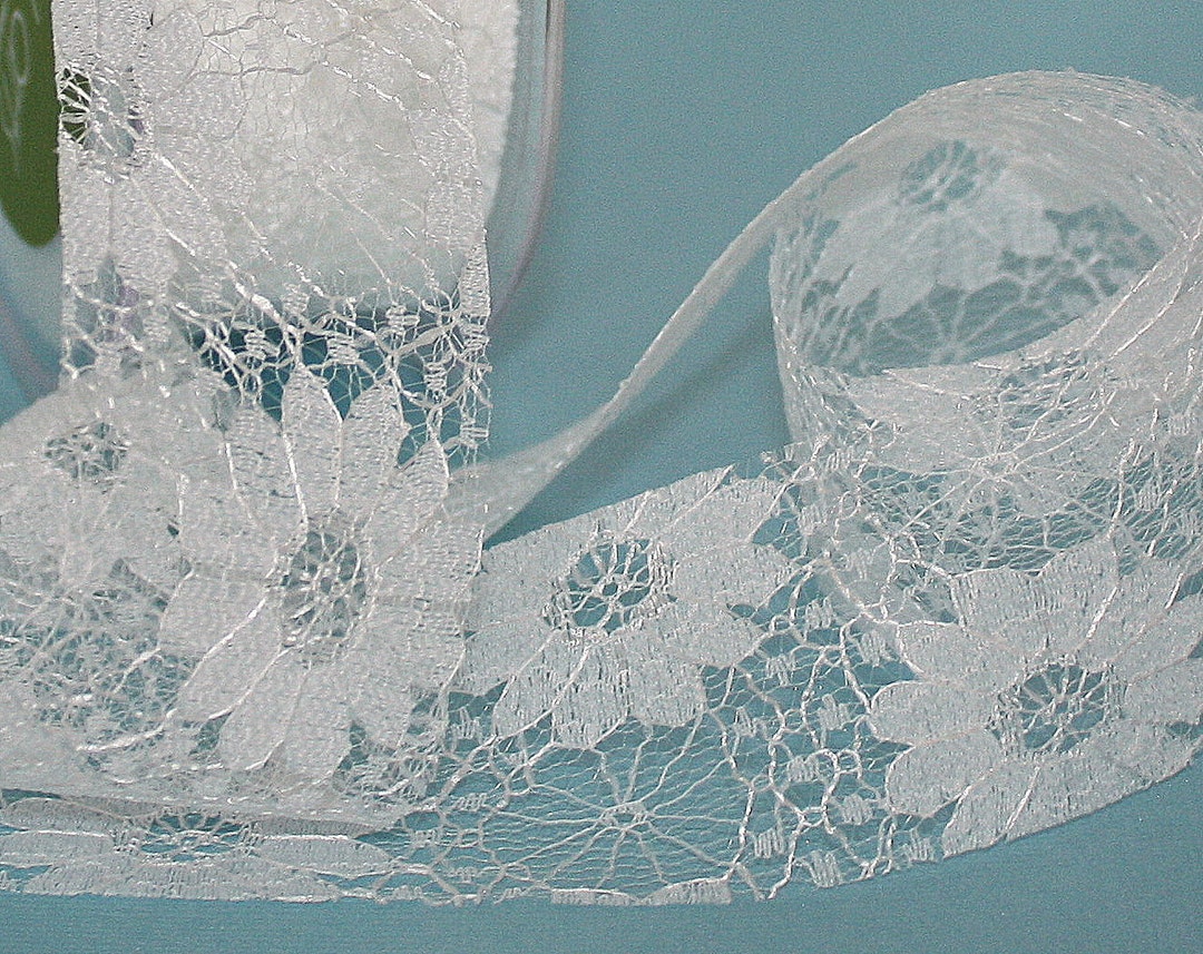 White Floral Lace Pattern Ribbon 1.5” Wide by the Yard - Etsy