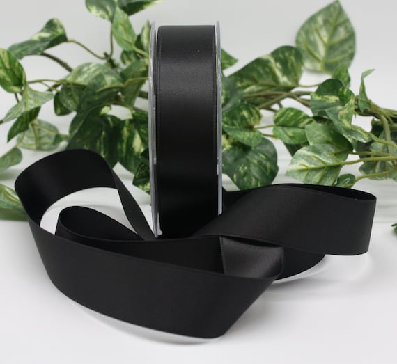 Black Satin Ribbon 1 Wide BY THE YARD Double Faced Swiss Satin Etsy