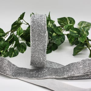 Silver Glitter Ribbon 1.5" Wide BY THE YARD, Silver Sparkle Ribbon - Etsy
