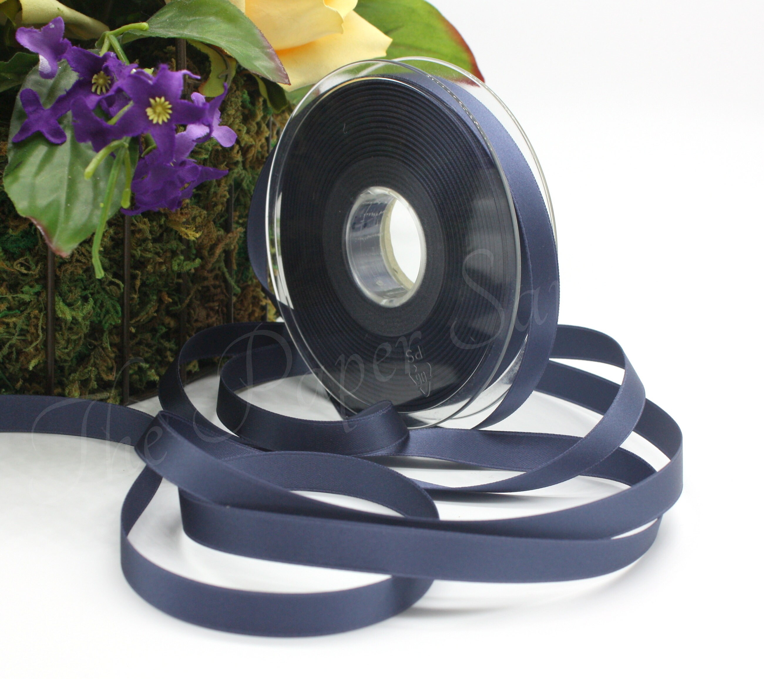 Slate Blue Satin Ribbon 3/8 wide by the yard Pantone | Etsy