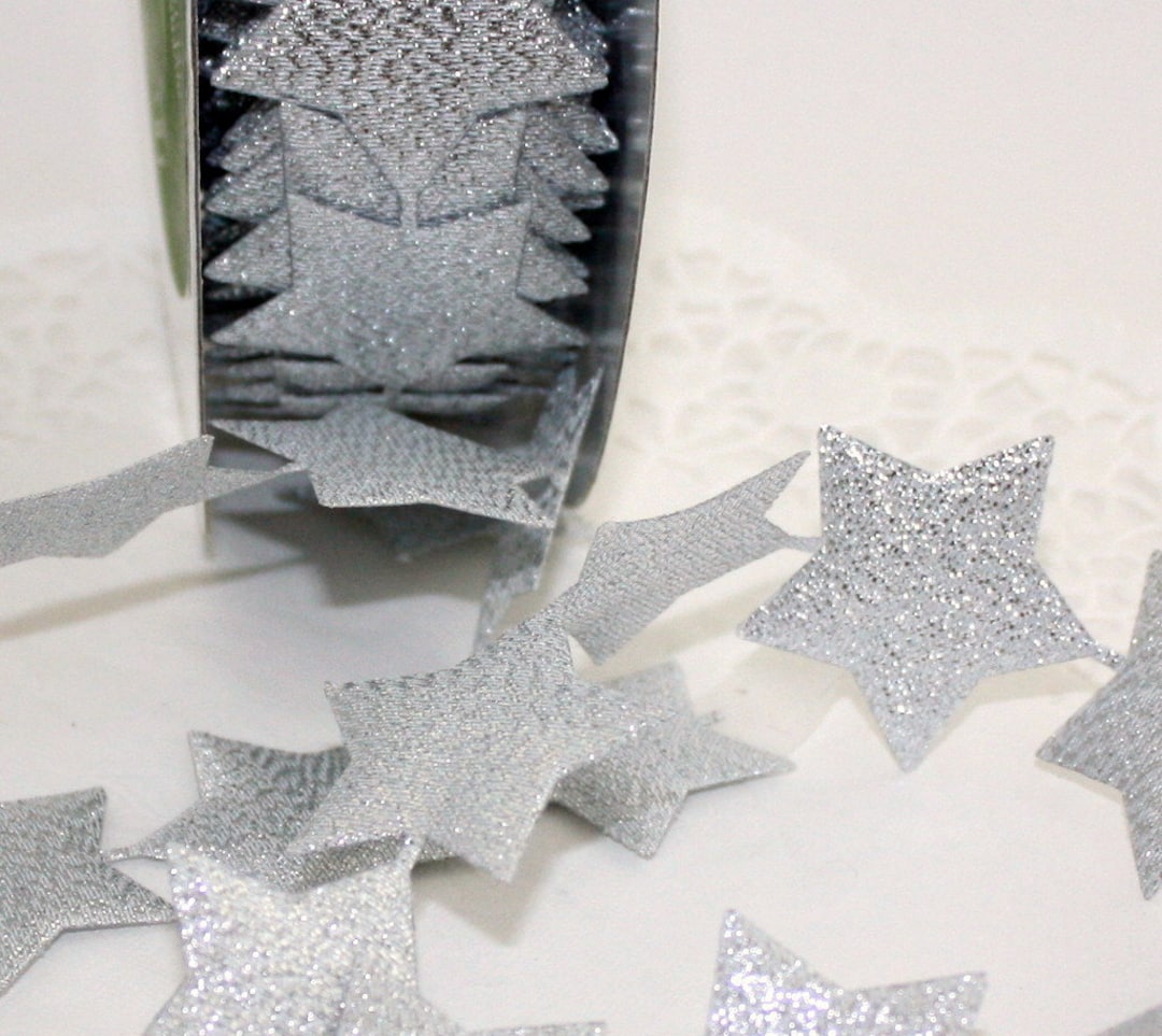 Silver Star Ribbon Trim 1.5” Wide by the Yard, Large Fabric Stars - Etsy