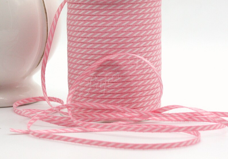 Pink/White Striped Ribbon 1/8 wide BY THE YARD | Etsy