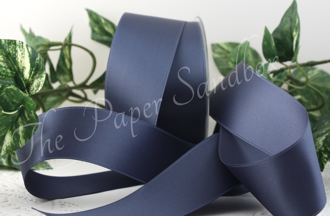 Slate Blue Satin Ribbon 1.5 Wide BY THE YARD, Blue Gray Swiss Satin - Etsy