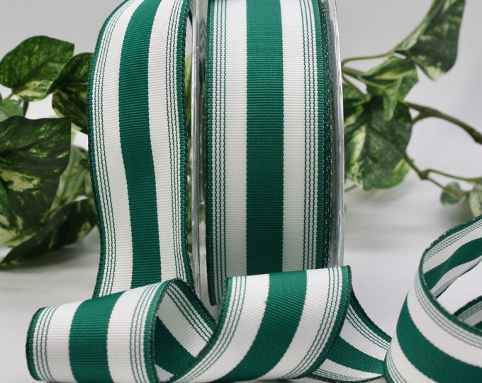 Green/white Stripe Ribbon 1.5 Inches Wide BY THE YARD - Etsy
