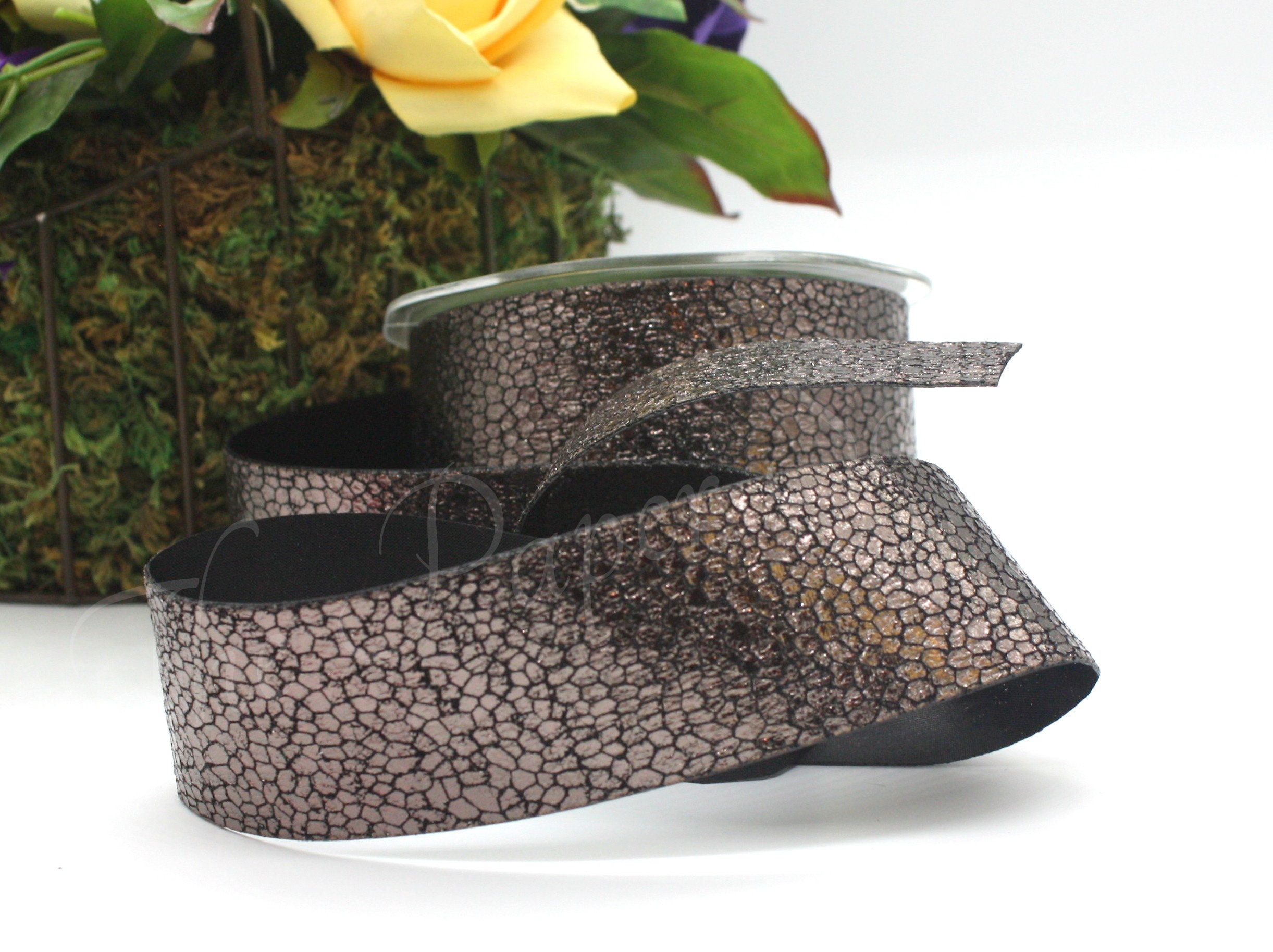 Rose Gold Snake Skin Ribbon 1.5 Wide BY THE YARD Rose Gold | Etsy