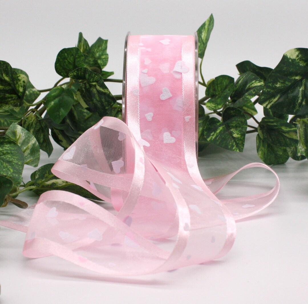 Sheer Pink Heart Ribbon Satin Edge 1.5" Wide BY THE YARD - Etsy