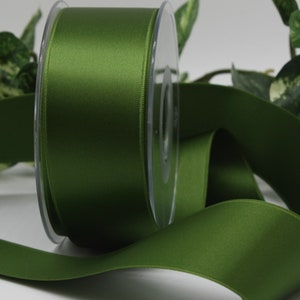 Dark Moss Green Satin Ribbon 1.5" Wide BY THE YARD Double Faced Swiss ...