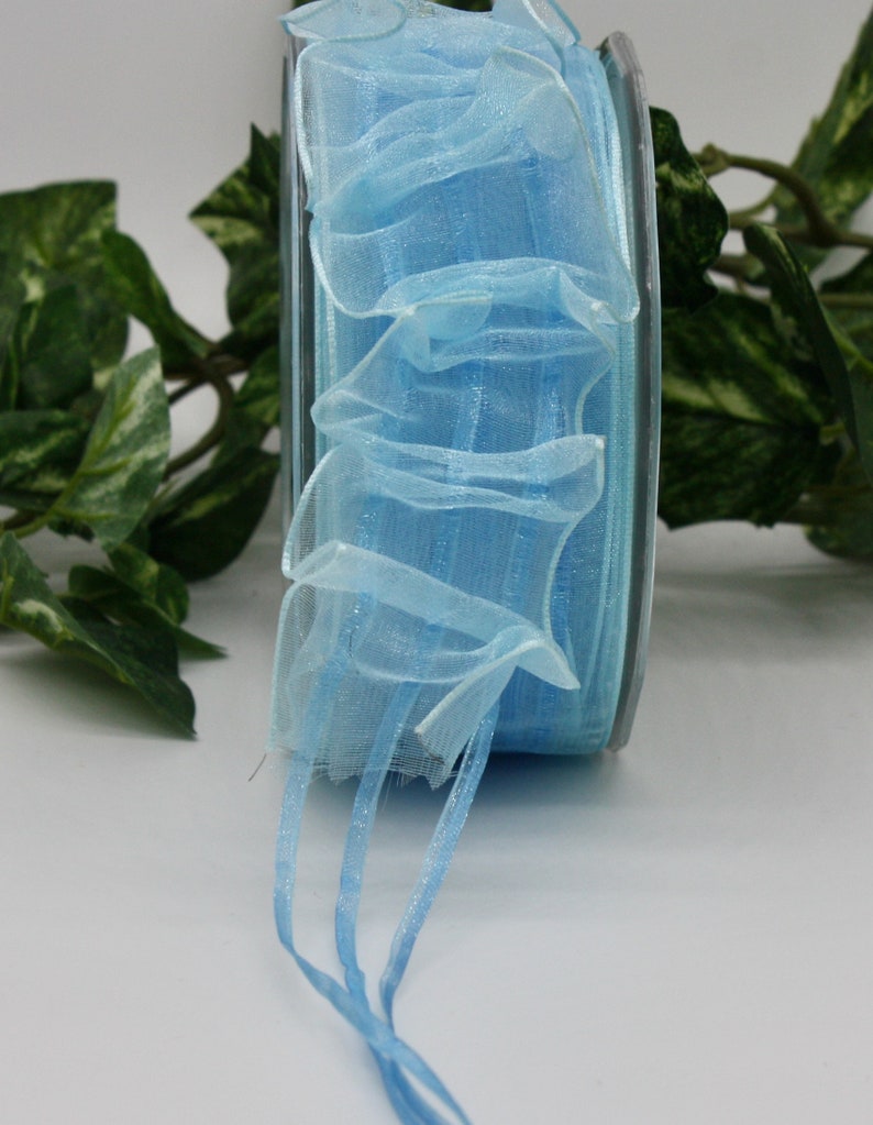 Wired Light Blue Pull Bow Ruffle Ribbon 1.5 Wide BY THE YARD - Etsy
