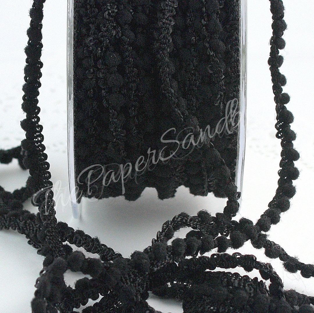 Black Mini Pom Pom Trim 1/8” Wide BY THE YARD - Etsy
