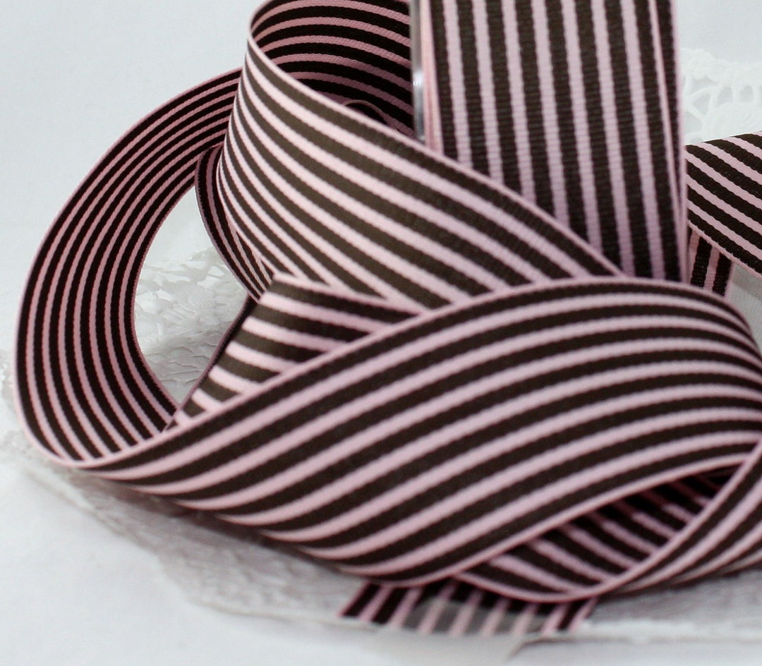 Pink/brown Stripe Ribbon 1.5 Wide BY THE YARD - Etsy