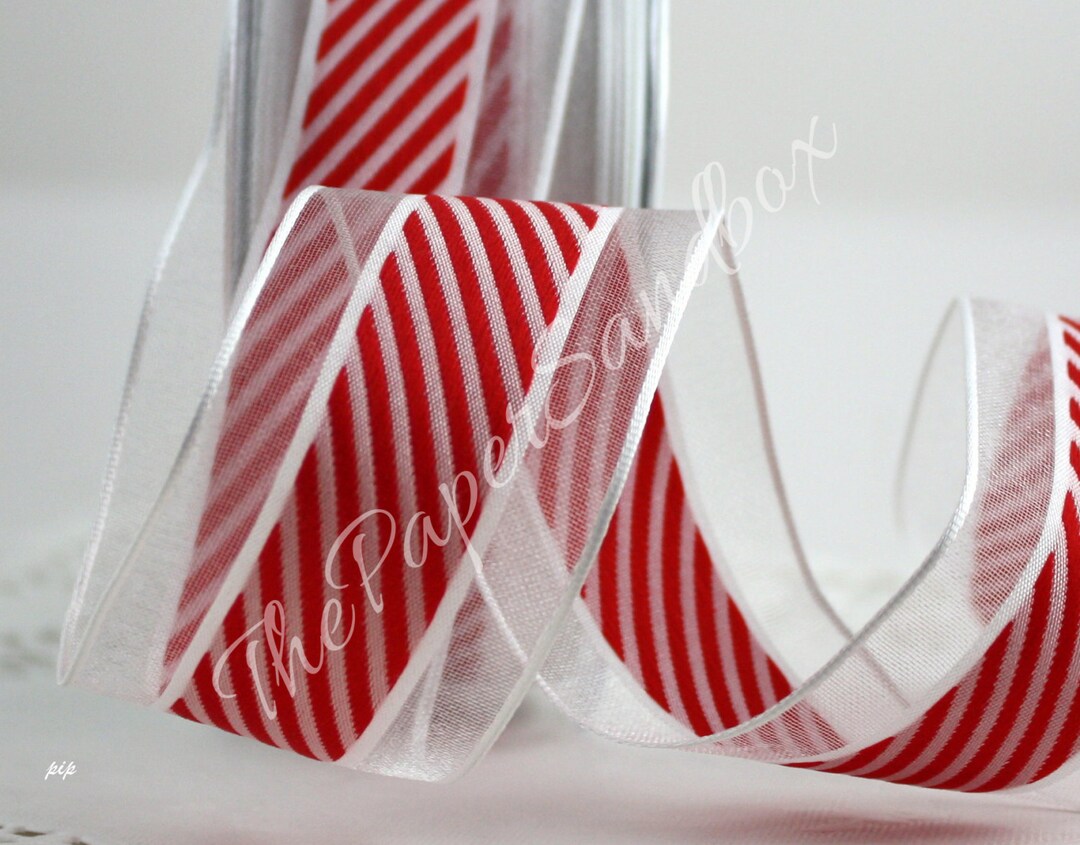Wired Red/white Candy Cane Stripe Ribbon 1.5” Wide by the Yard - Etsy