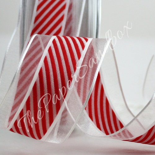 Red/white Stripe Ribbon 1.5 Inches Wide by the Yard - Etsy