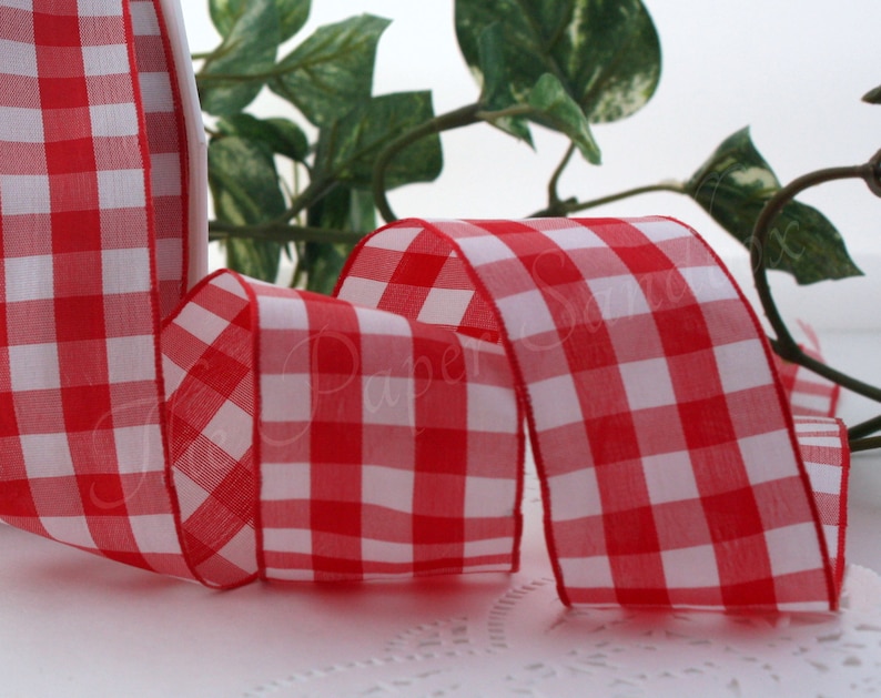 Wired Red/white Buffalo Check Ribbon 1.5 Inches Wide BY THE - Etsy