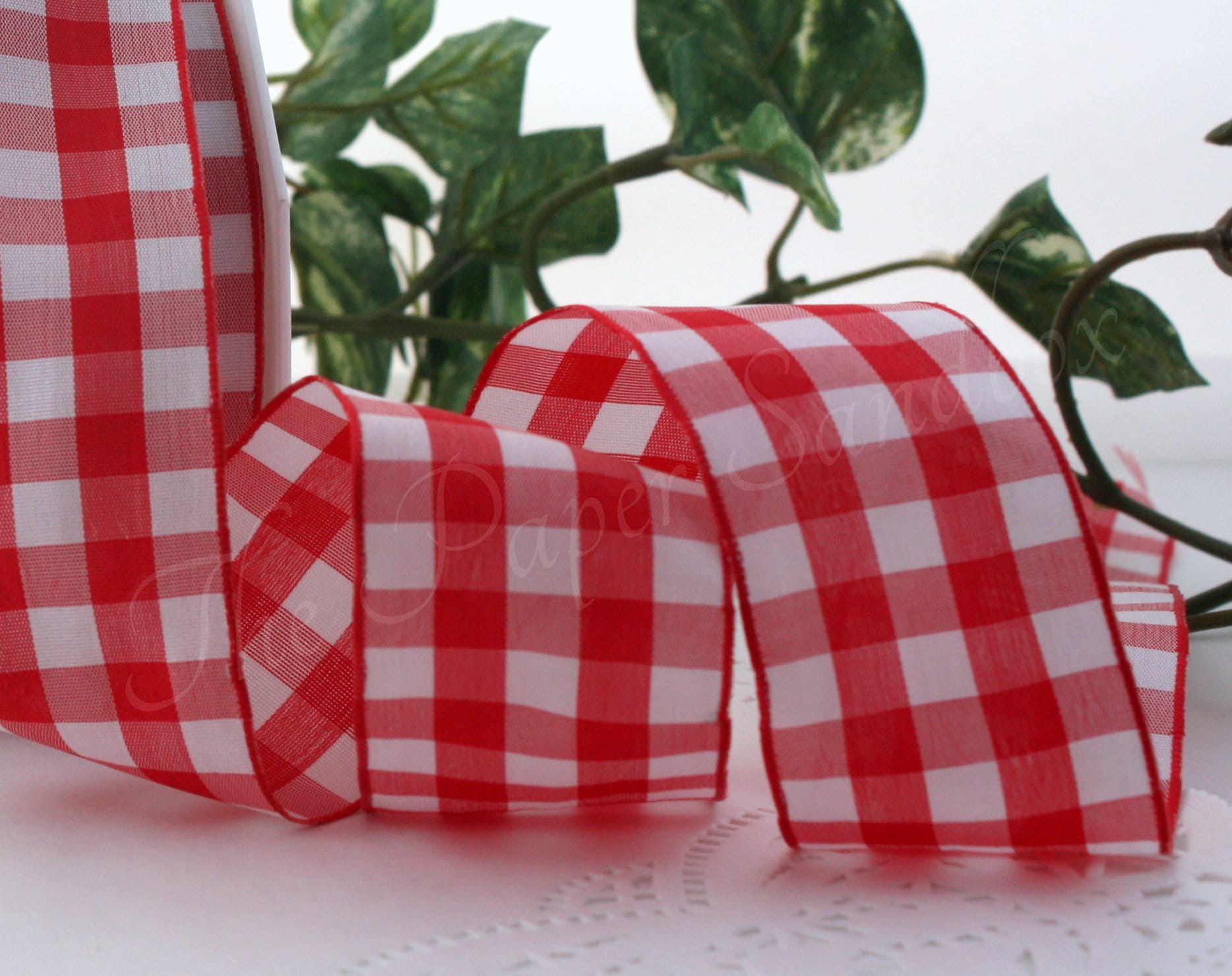 Wired Red/White Buffalo Check Ribbon 1.5 inches wide by the | Etsy