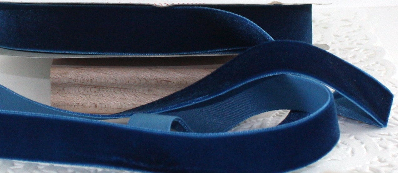 French Blue Velvet Ribbon 3/4 wide by the yard | Etsy