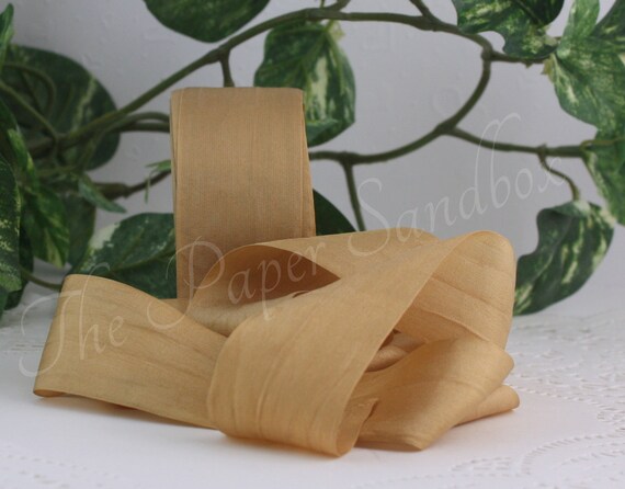 Pale Gold Silk Ribbon 1.25 Wide BY THE YARD Pantone Pale | Etsy