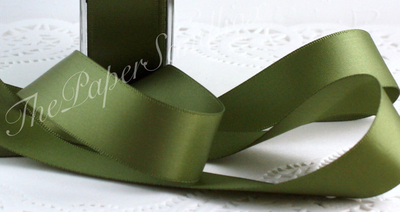 Olive Green Satin Ribbon 7/8 wide BY THE YARD Double Faced | Etsy