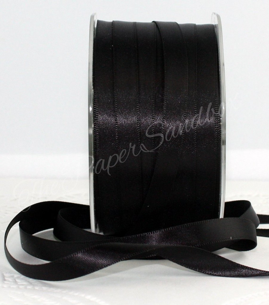 Black Satin Ribbon 3/8 wide by the yard Double Faced Swiss | Etsy