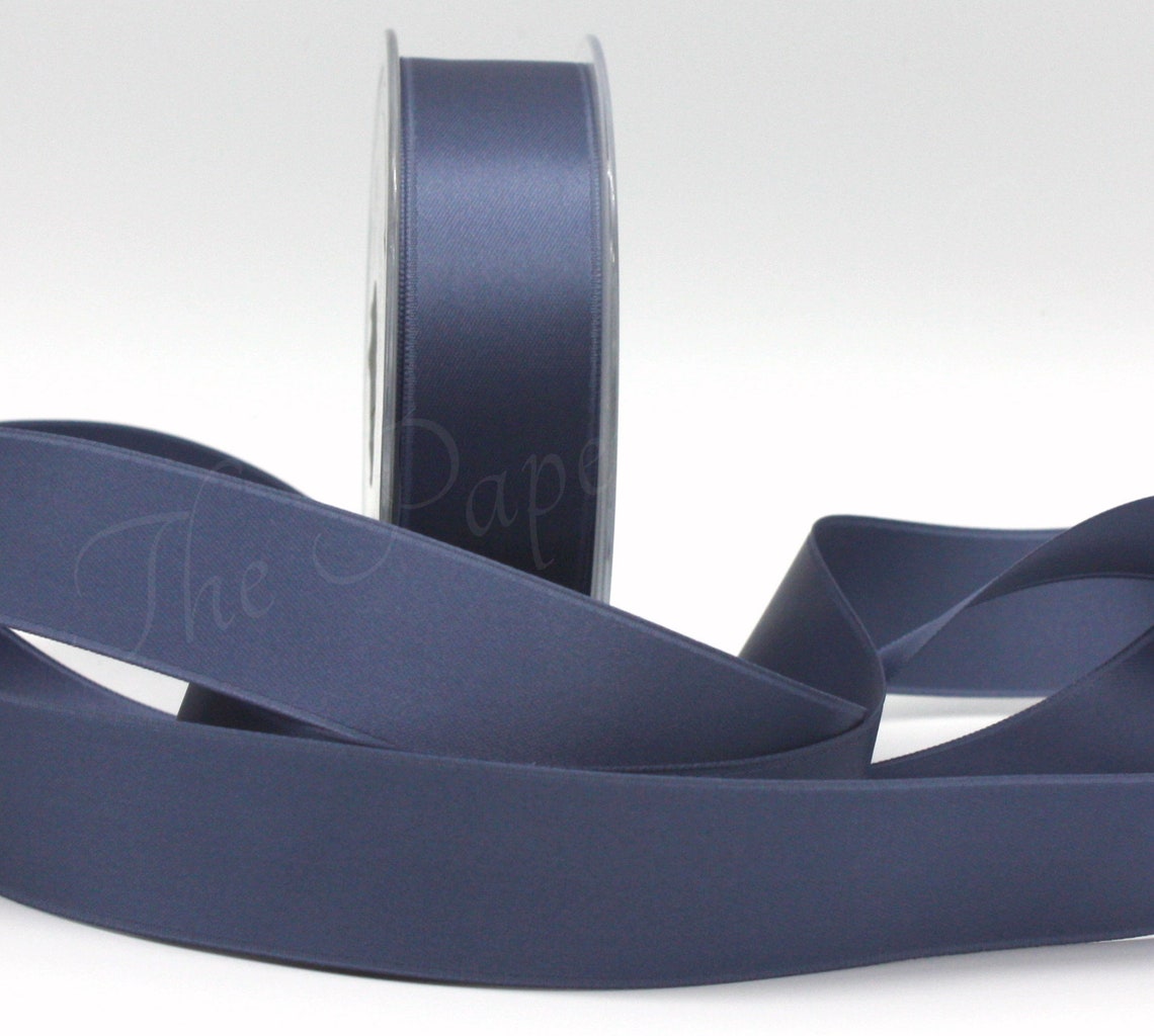 Slate Blue Satin Ribbon 1/4 Wide BY THE YARD Steel Bue Satin | Etsy