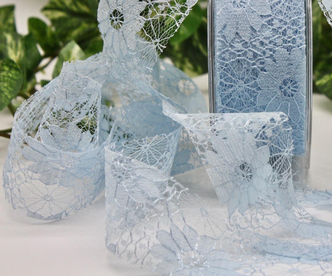 Light Blue Floral Lace Ribbon, 1.5" Wide BY THE YARD - Etsy