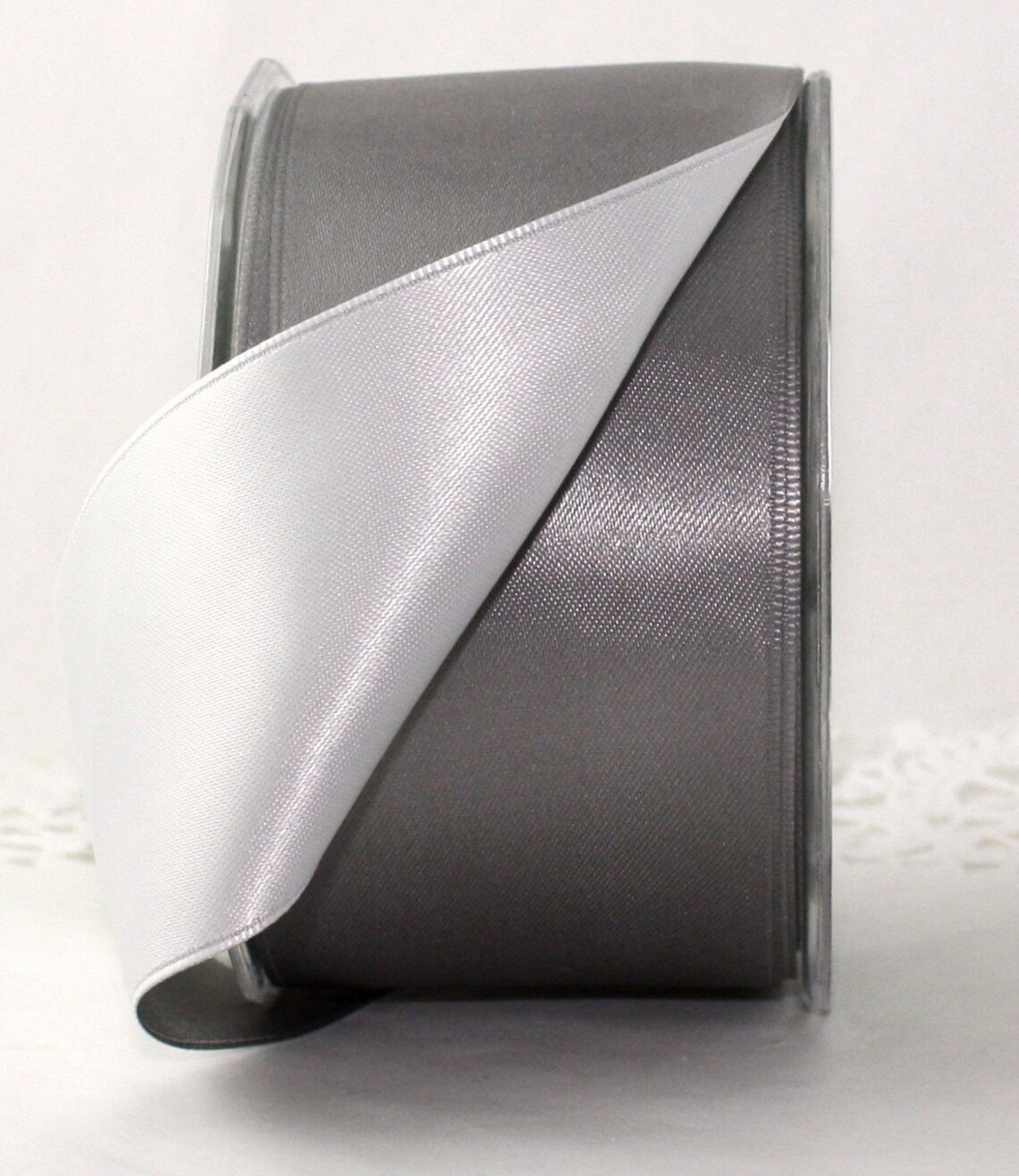 Gray/white Satin Ribbon 2” Wide BY THE YARD, Double Faced Satin - Etsy