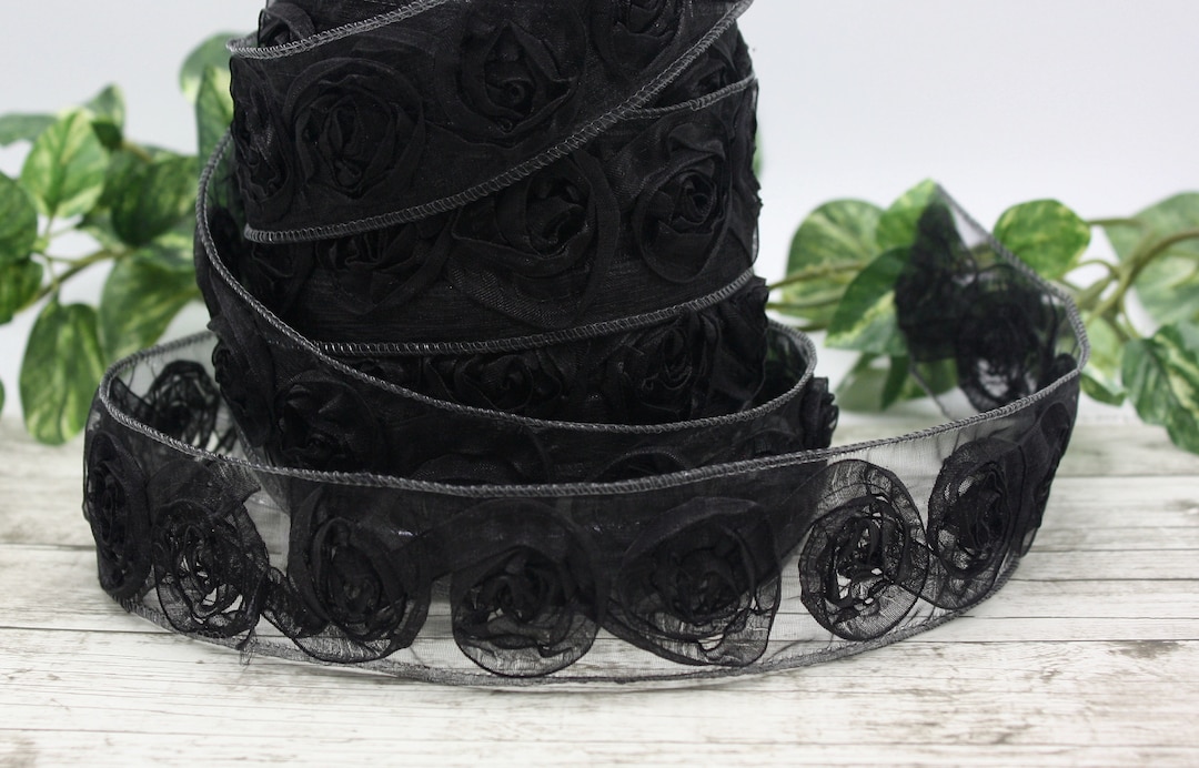 Sheer Black Rose Trim 1.5 Wide BY THE YARD - Etsy