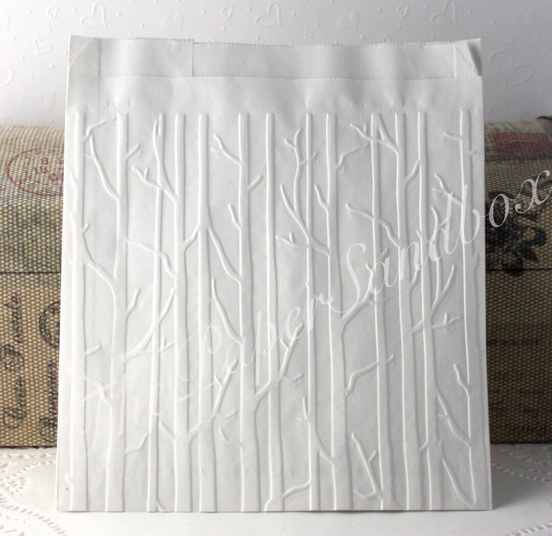 20 Birch Tree Embossed Paper Bags, Wedding Favors (6 1/4 X 3/4 X 6) - Etsy