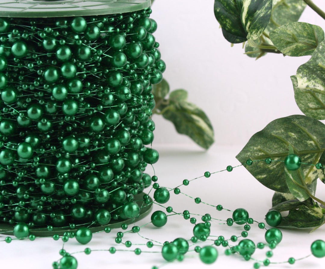 Green Pearl Fishing Line Beads BY THE YARD - Etsy