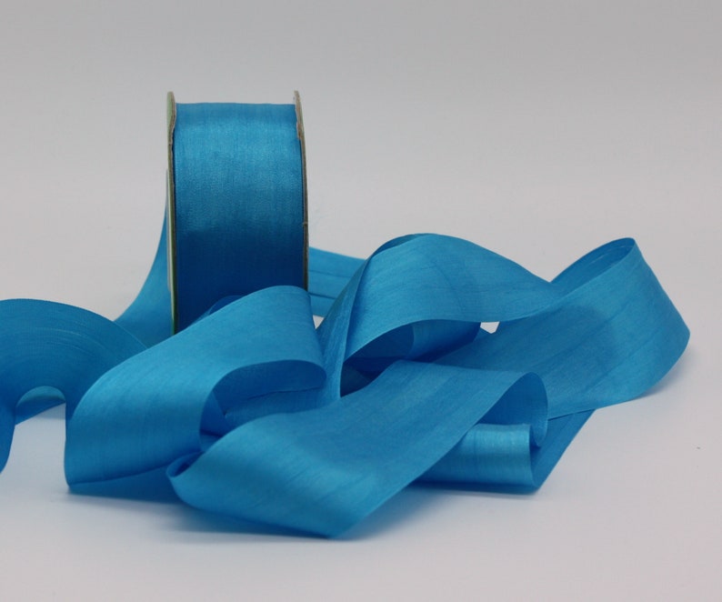 Turquoise Blue Silk Ribbon 1.25 Wide BY THE YARD Pantone - Etsy
