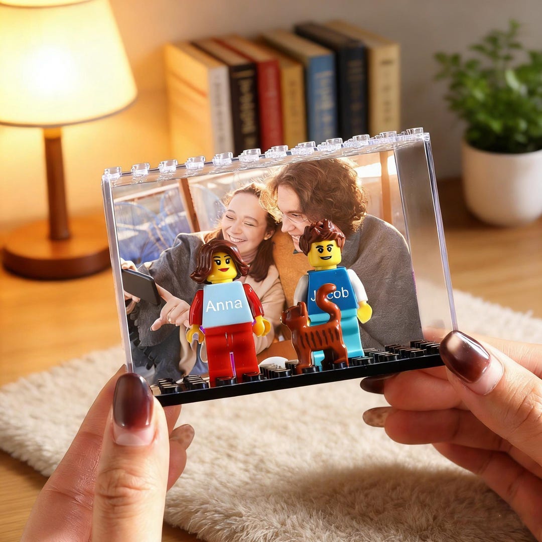 Personalized Building Block Figures With Photo Display Box | Custom ...